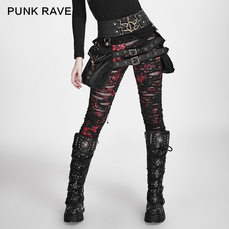 PUNK RAVE gold metal women leather waist bag S-186