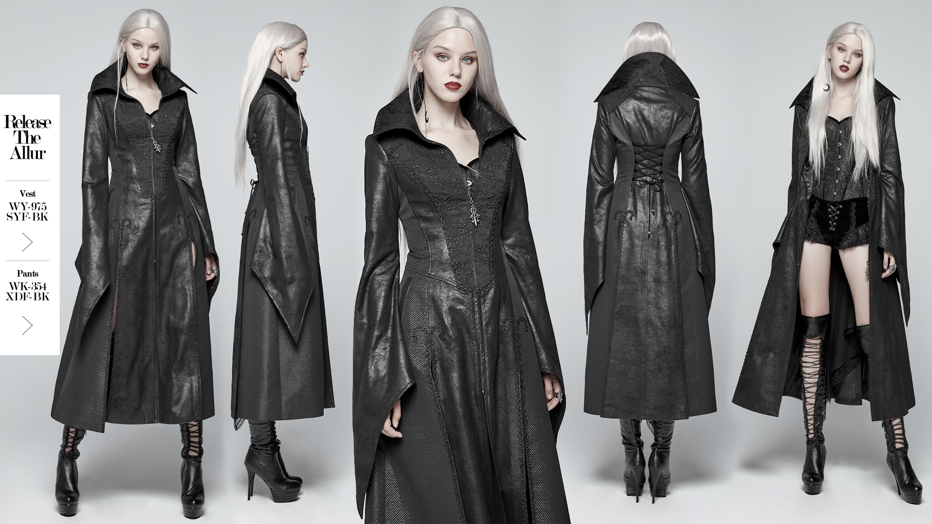 Gothic Coat leather high collar judge Long coat