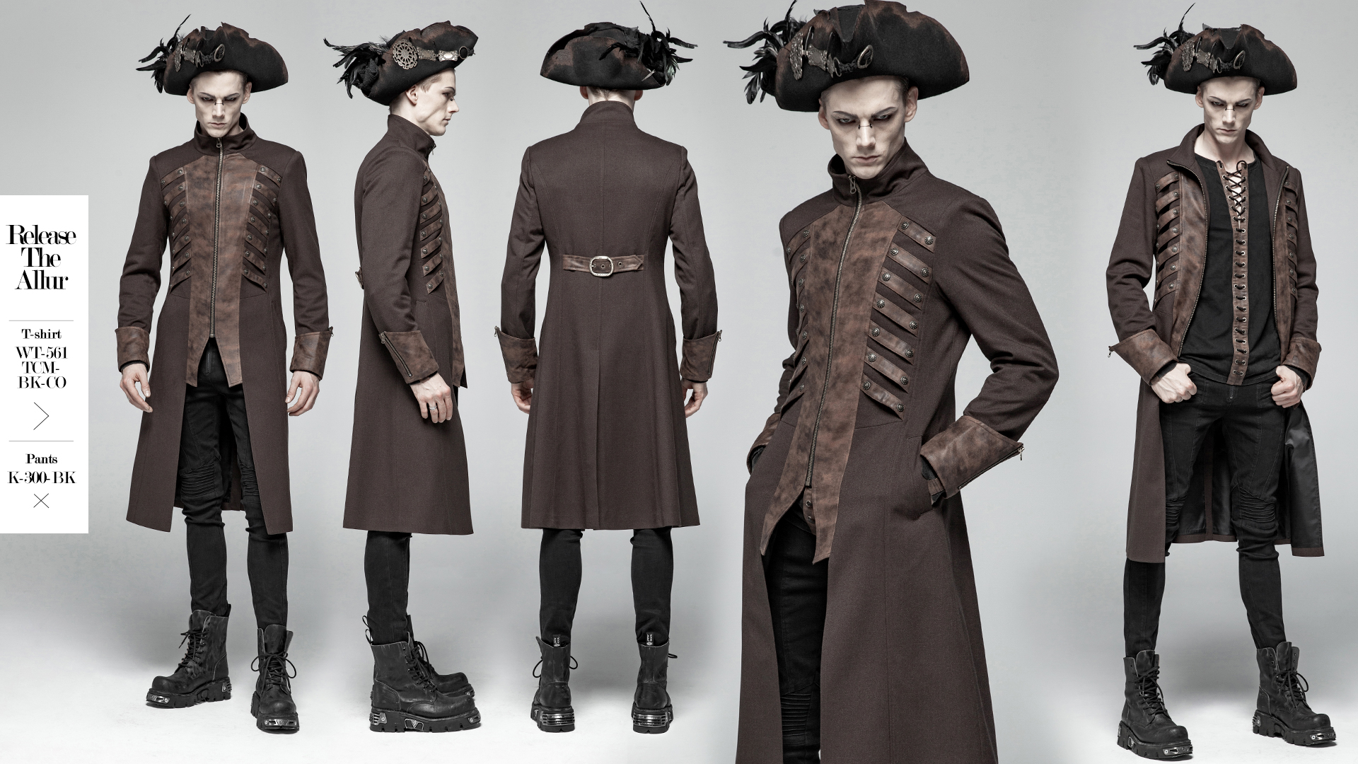 Steampunk Coat Long Sleeves vintage brown coat jacket