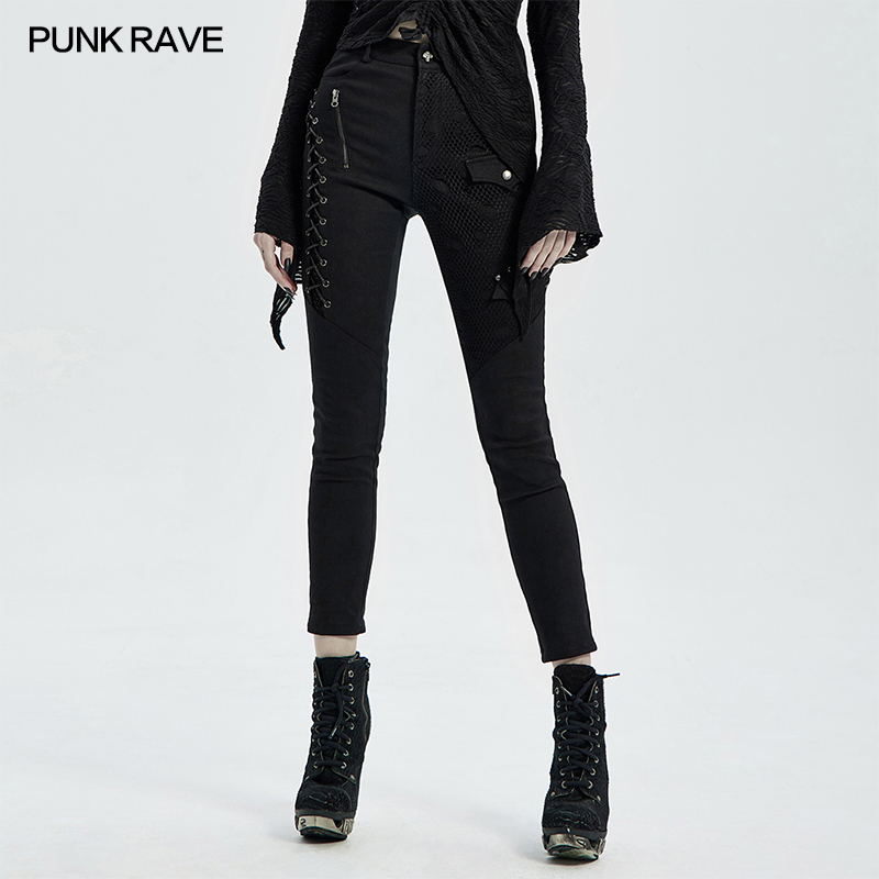 PUNKRAVE Jeans Pants Punk dark denim women trousers