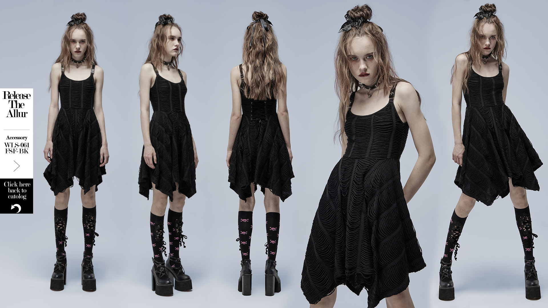 Goth asymmetric slip dress WQ-544LQF