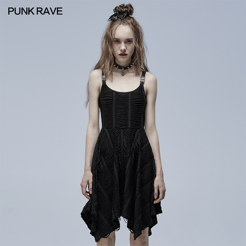 Goth asymmetric slip dress WQ-544LQF