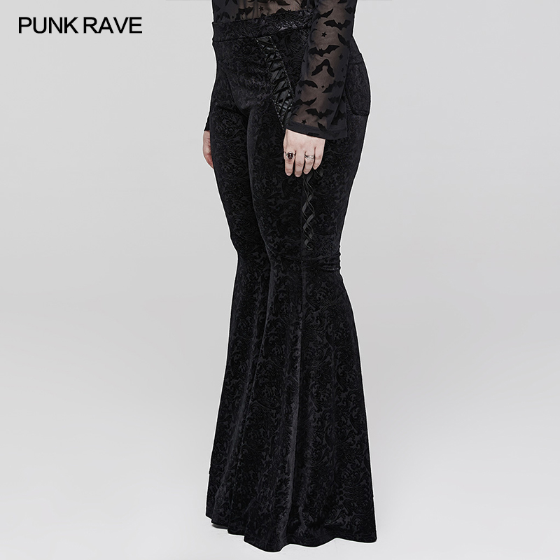 Goth Dark Texture Jacquard Flare Pants DK-567XCF