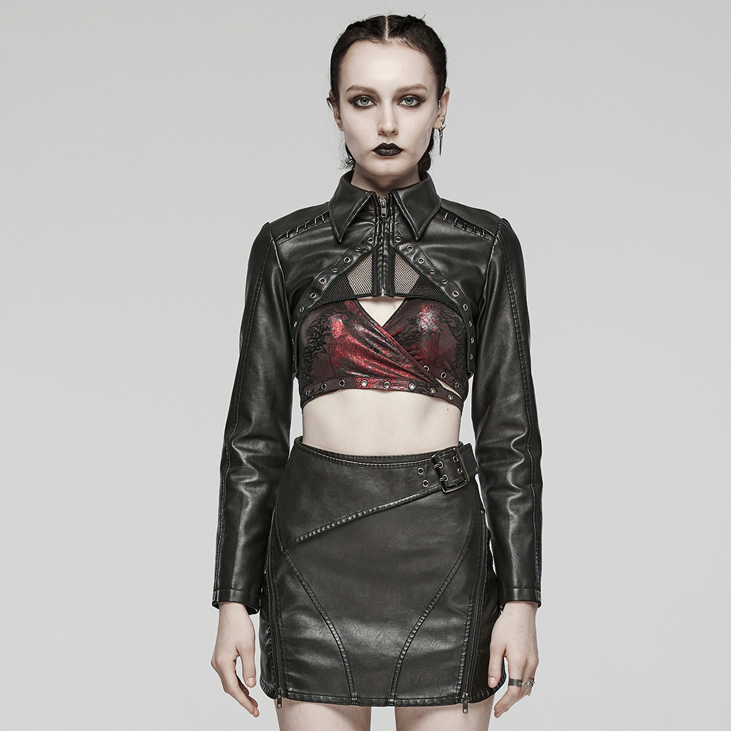Punk Rave Handsome Style With Mesh Cutout In The Front Artificial ...