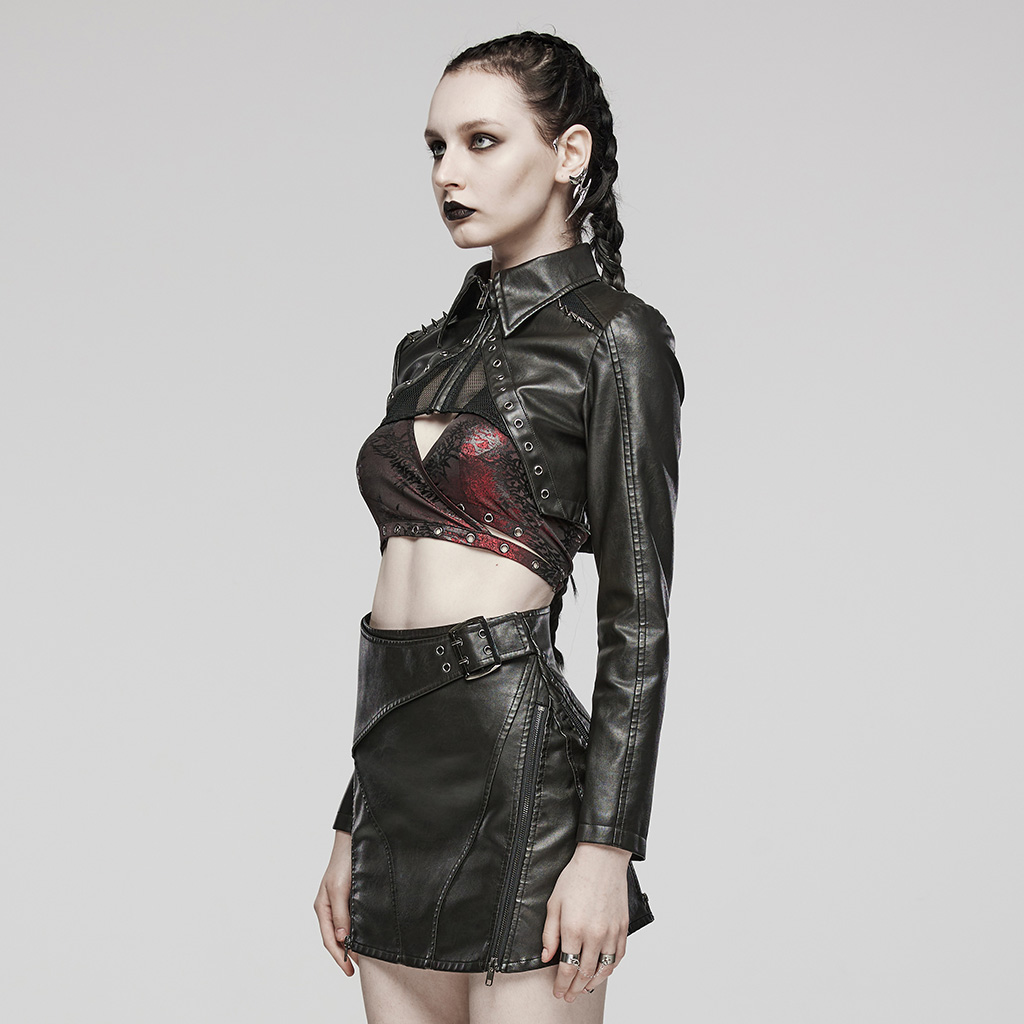 Punk Rave Handsome Style With Mesh Cutout In The Front Artificial ...