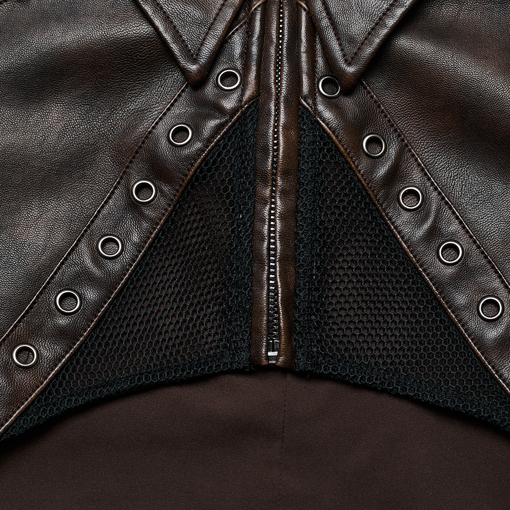 Punk Rave Handsome Style With Mesh Cutout In The Front Artificial ...