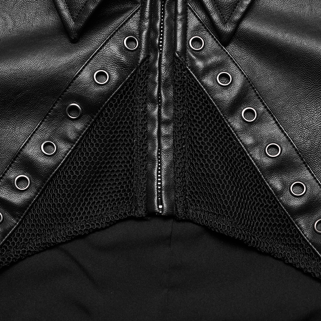 Punk Rave Handsome Style With Mesh Cutout In The Front Artificial ...