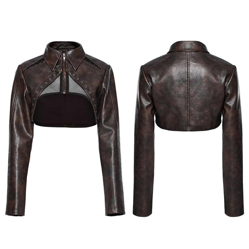 Punk Rave Handsome Style With Mesh Cutout In The Front Artificial ...