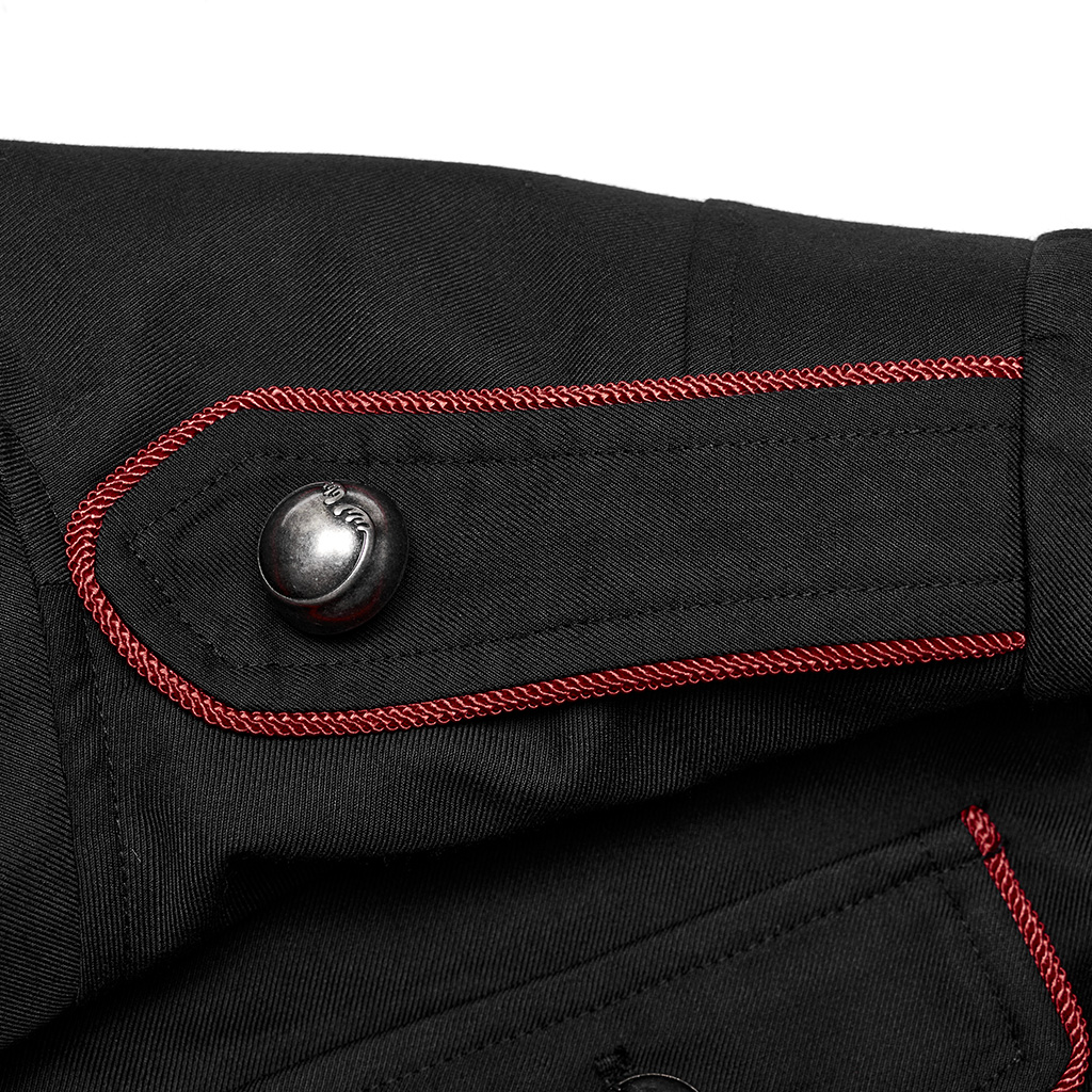 Punk Rave Long Jacket Design Features Red Edges Outlining A Handsome ...