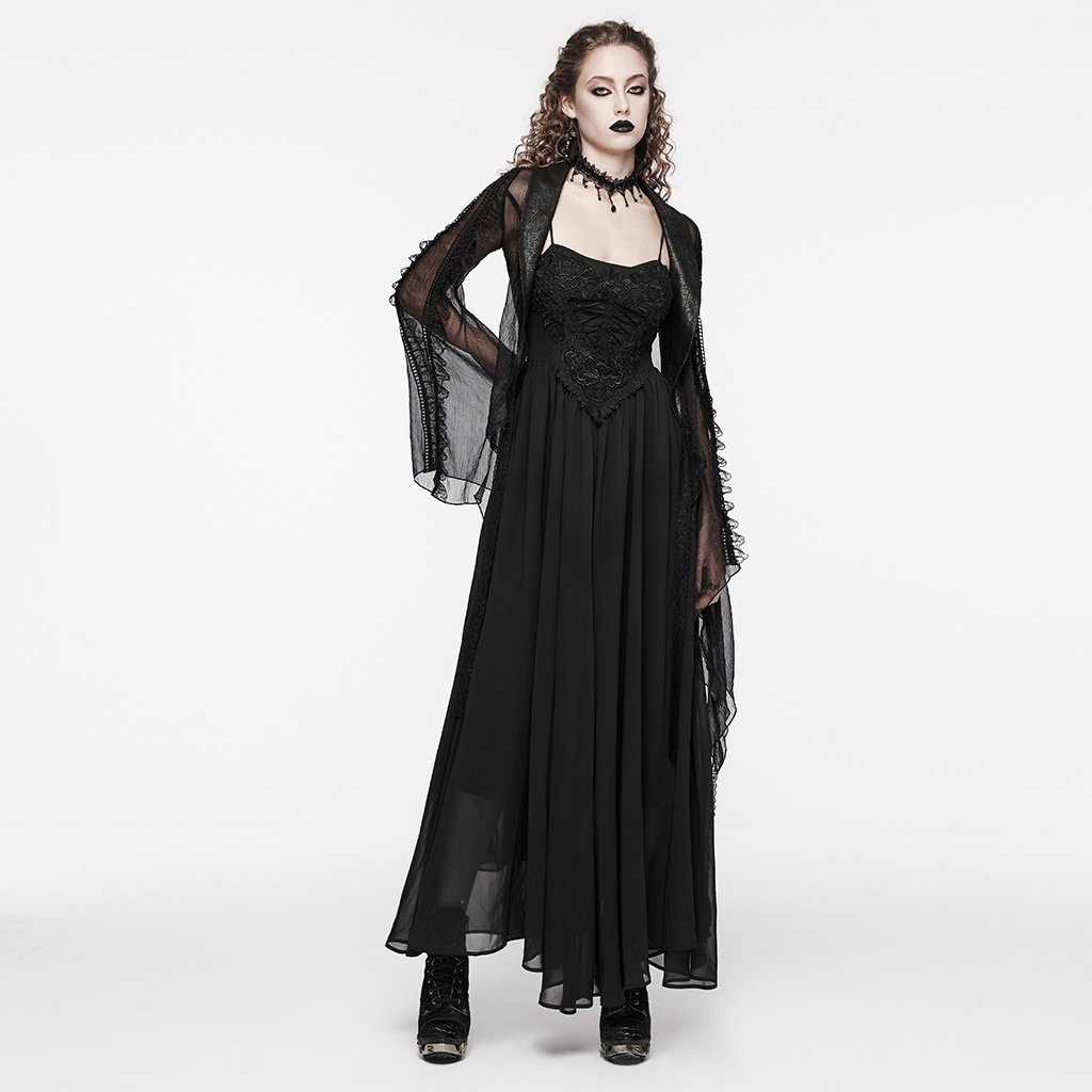 Punk Rave Inverted Triangle Waist Design Black And Red Gradient Chiffon ...