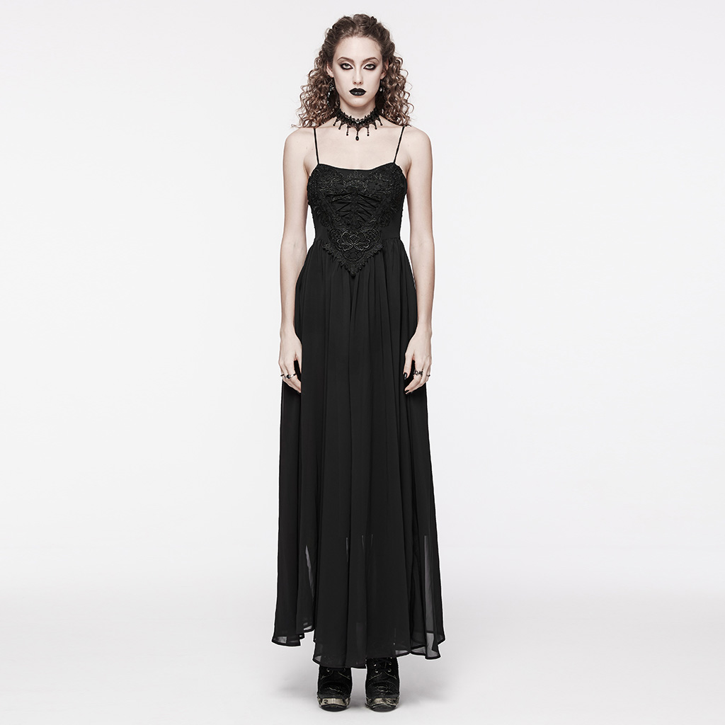 Punk Rave Inverted Triangle Waist Design Black And Red Gradient Chiffon ...