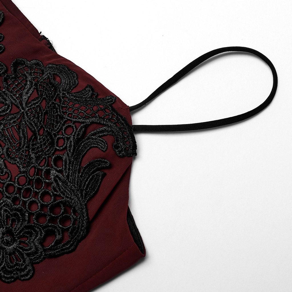 Punk Rave Inverted Triangle Waist Design Black And Red Gradient Chiffon ...