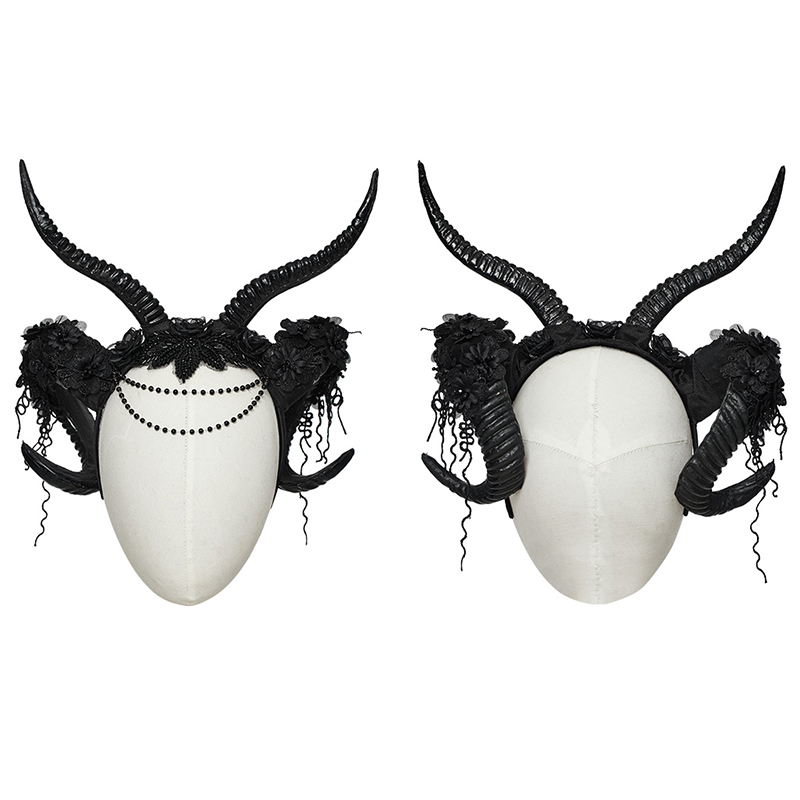 Punk Rave Dark Demon Horn Combines Exquisite Decal Goth Horn Headwear